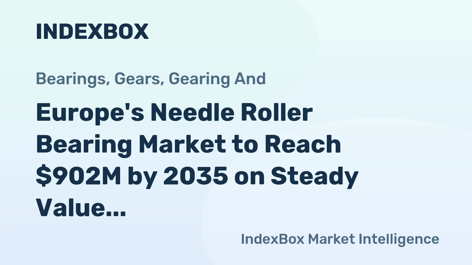 Europe's Needle Roller Bearing Market to Reach $902M by 2035 on Steady Value CAGR of +1.1%