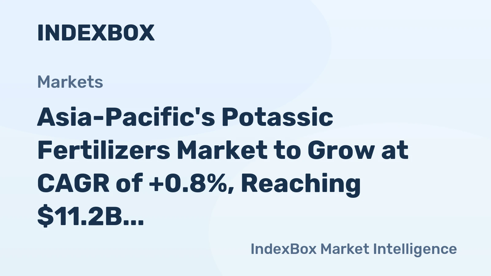 Asia-Pacific's Potassic Fertilizers Market to Grow at CAGR of +0.8%, Reaching $11.2B by 2035