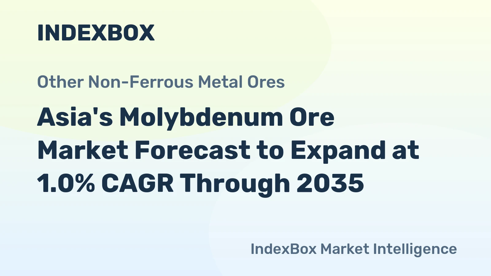 Asia's Molybdenum Ore Market Forecast to Expand at 1.0% CAGR Through 2035
