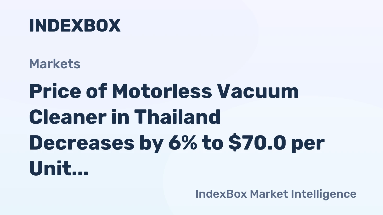 Price of Motorless Vacuum Cleaner in Thailand Decreases by 6% to $70.0 per Unit