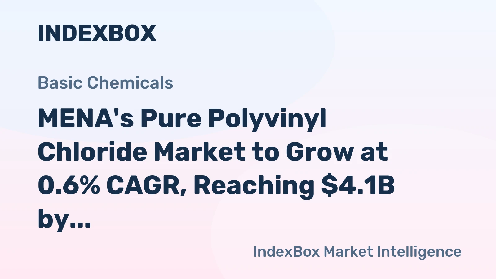 MENA's Pure Polyvinyl Chloride Market to Grow at 0.6% CAGR, Reaching $4.1B by 2035