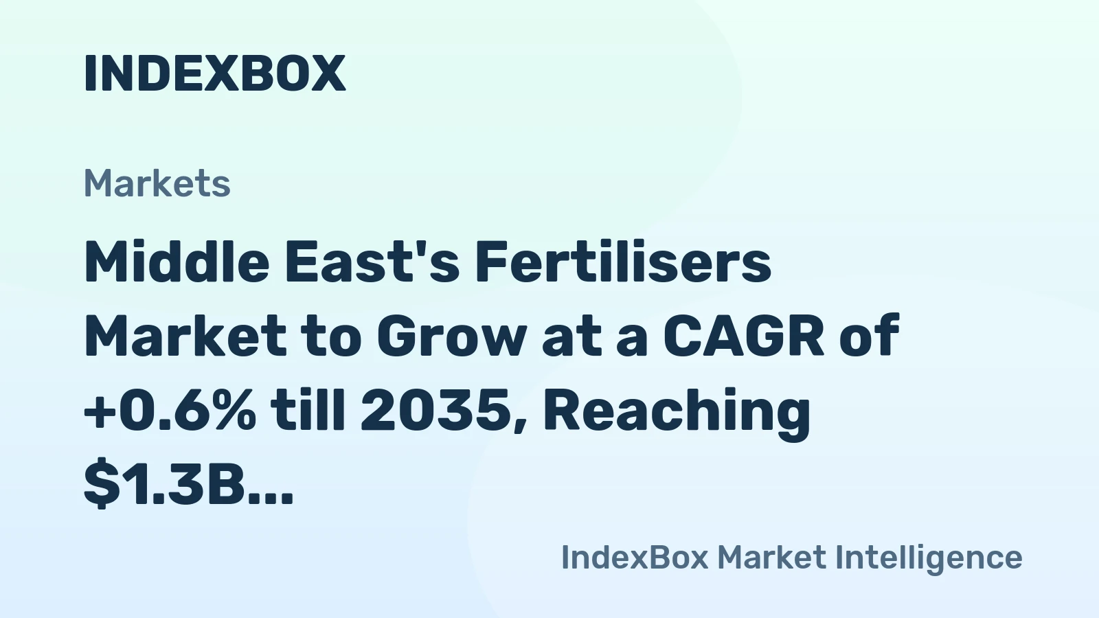 Middle East's Fertilisers Market to Grow at a CAGR of +0.6% till 2035, Reaching $1.3B in Value