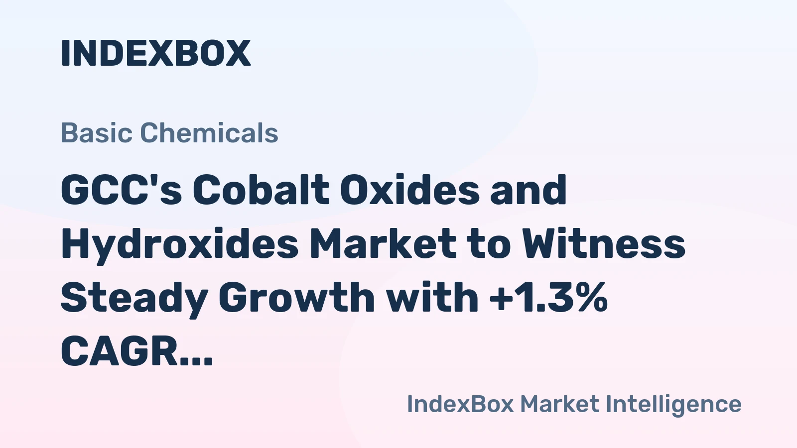 GCC's Cobalt Oxides and Hydroxides Market to Witness Steady Growth with +1.3% CAGR