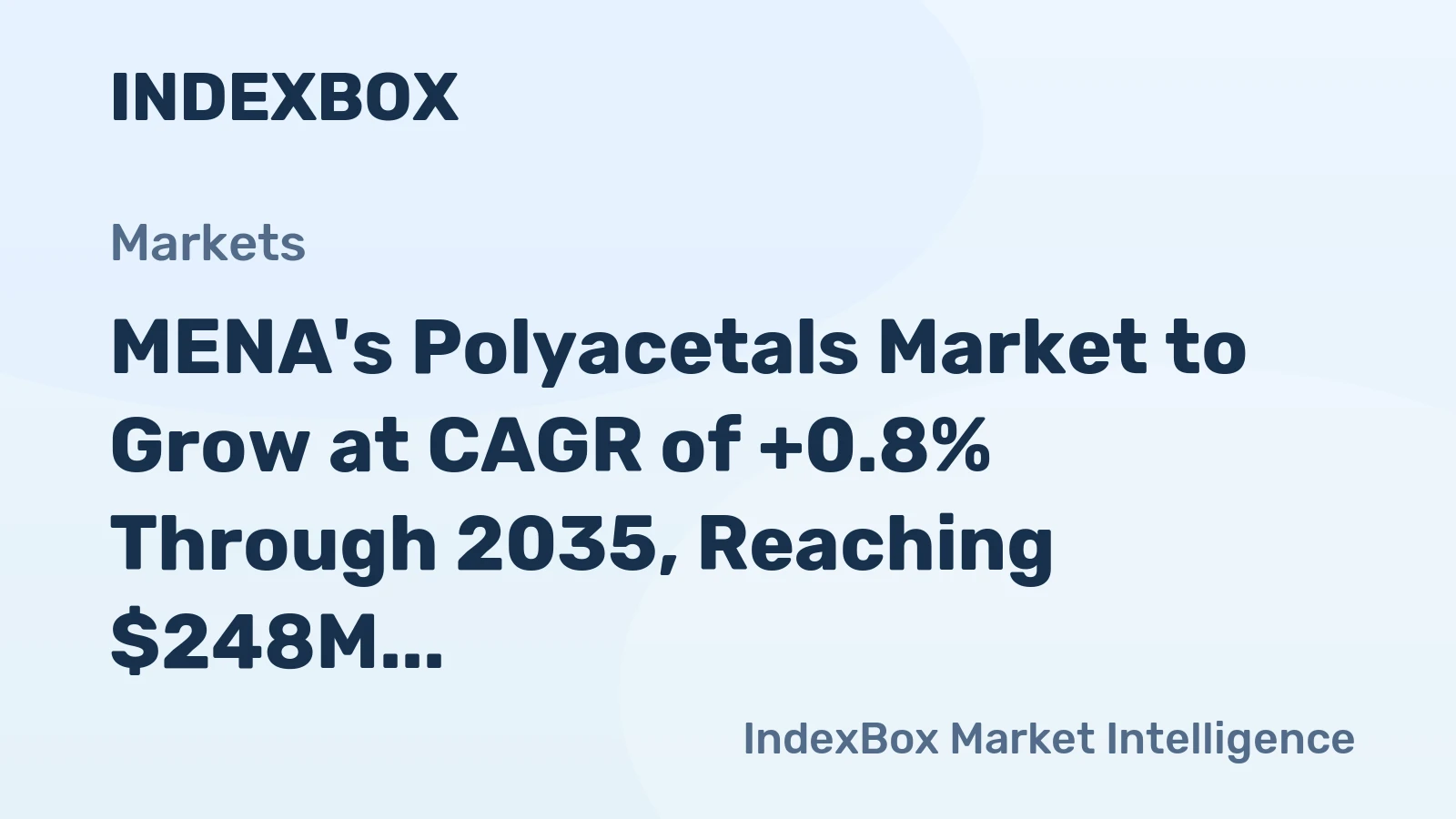 MENA's Polyacetals Market to Grow at CAGR of +0.8% Through 2035, Reaching $248M