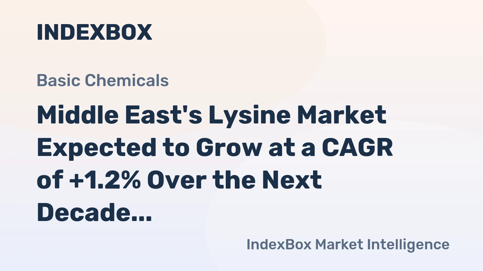 Middle East's Lysine Market Expected to Grow at a CAGR of +1.2% Over the Next Decade, Reaching $98M by 2035