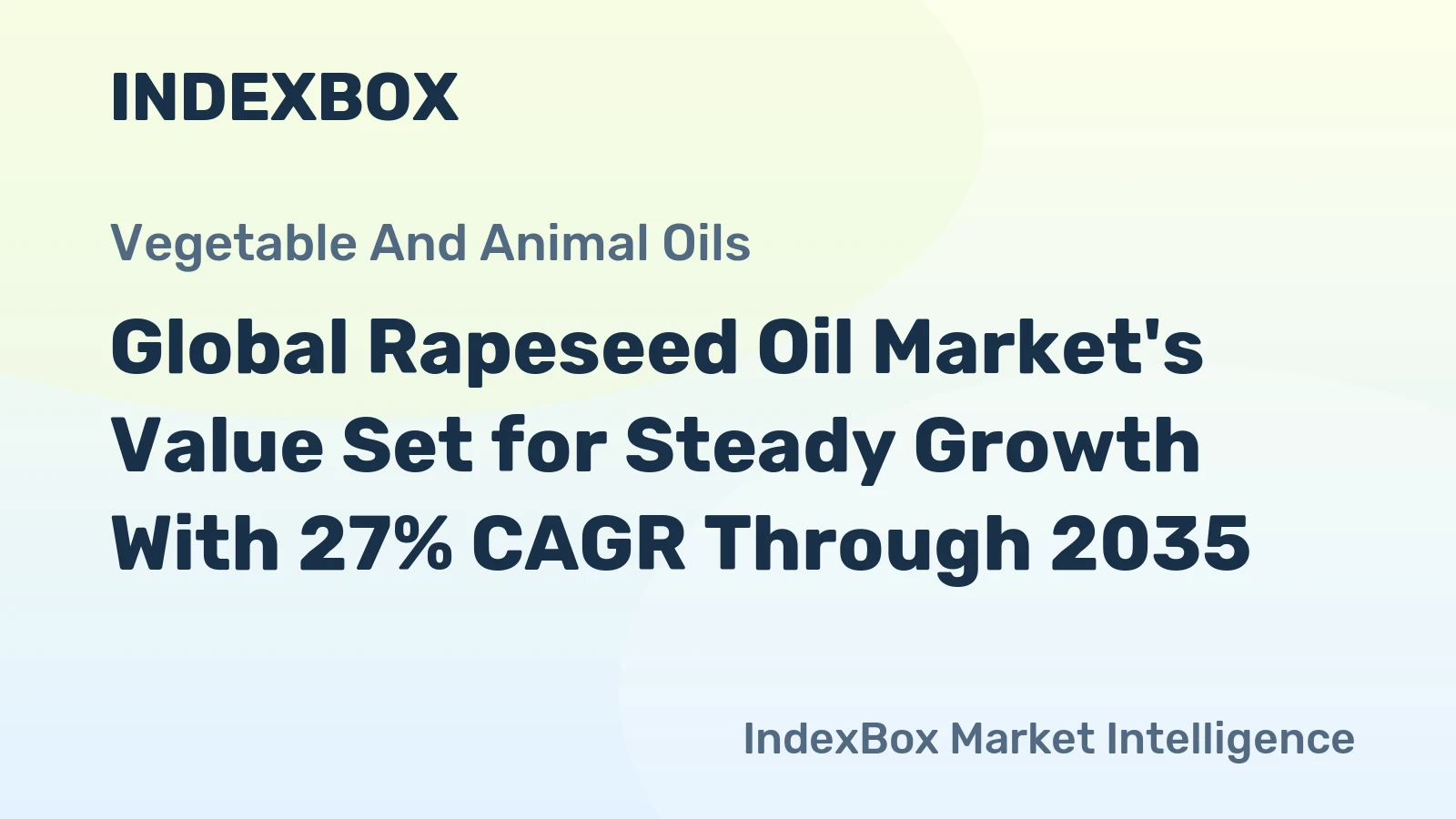 Global Rapeseed Oil Market's Value Set for Steady Growth With 27% CAGR Through 2035