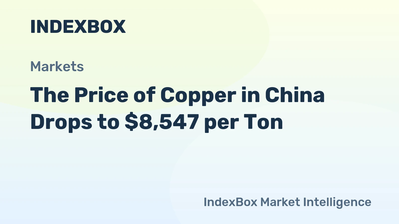 The Price of Copper in China Drops to $8,547 per Ton.