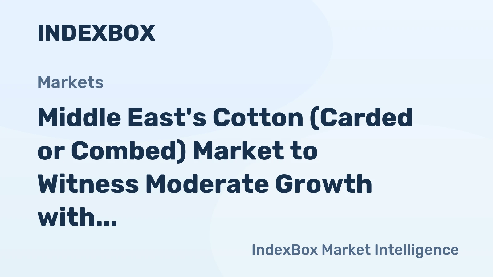 Middle East's Cotton (Carded or Combed) Market to Witness Moderate Growth with CAGR of +2.8% Through 2035