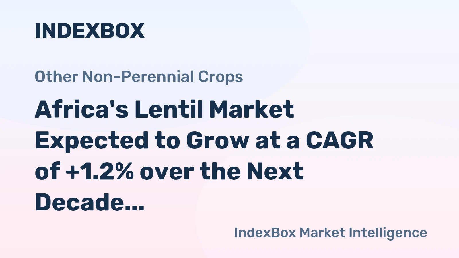 Africa's Lentil Market Expected to Grow at a CAGR of +1.2% over the Next Decade