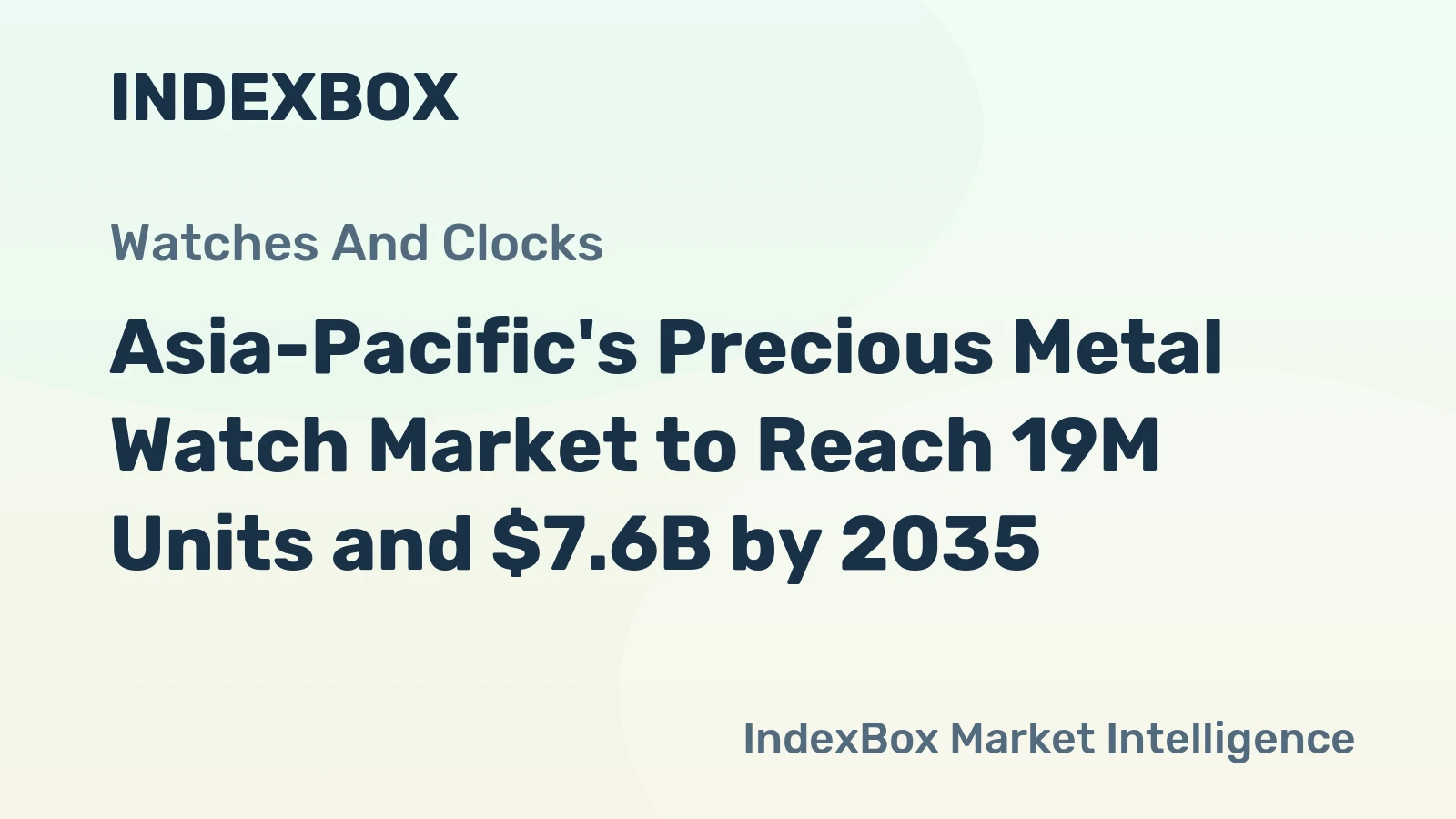 Asia-Pacific's Precious Metal Watch Market to Reach 19M Units and $7.6B by 2035