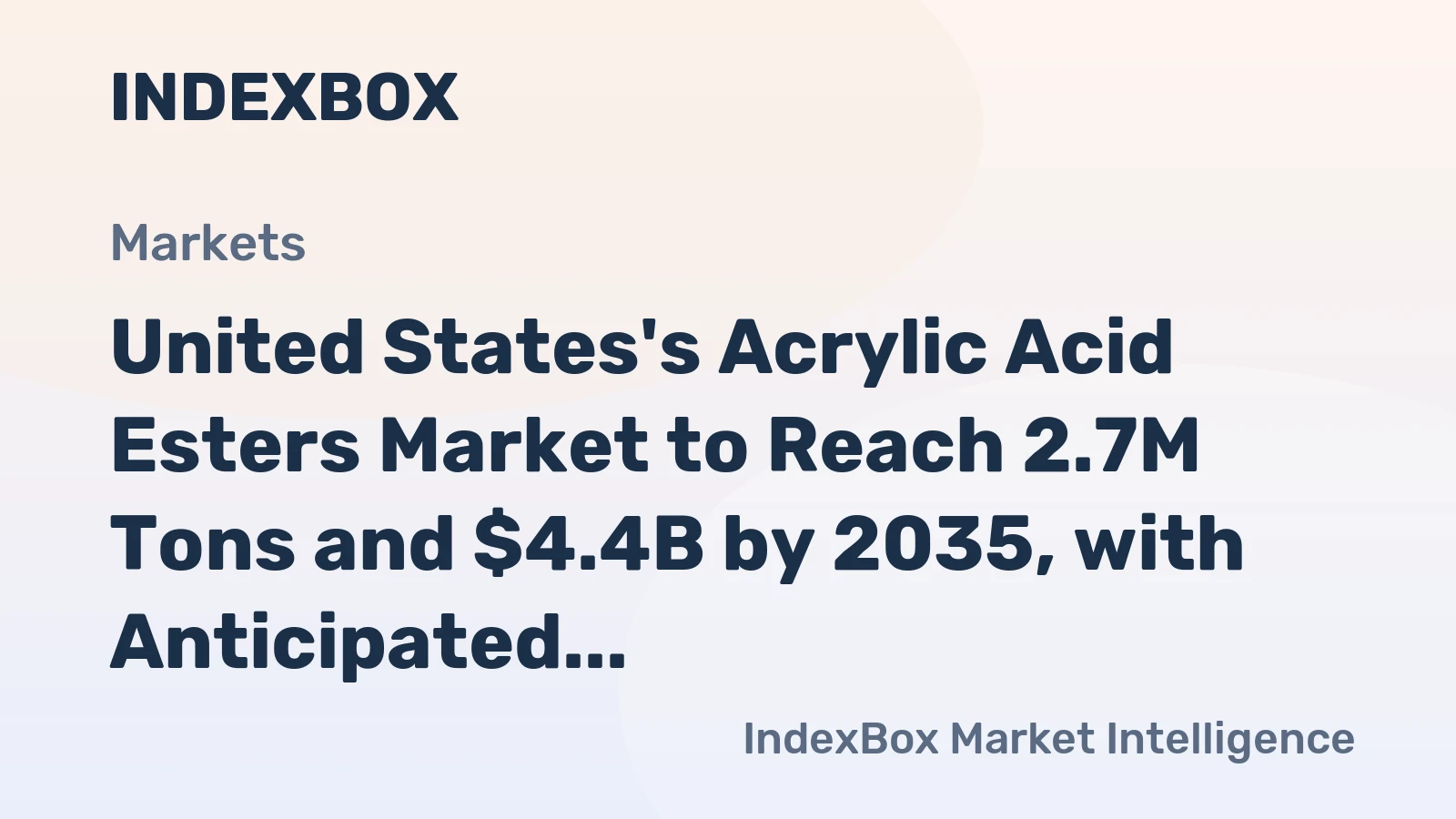 United States's Acrylic Acid Esters Market to Reach 2.7M Tons and $4.4B by 2035, with Anticipated 4.1% Volume and 4.6% Value Growth