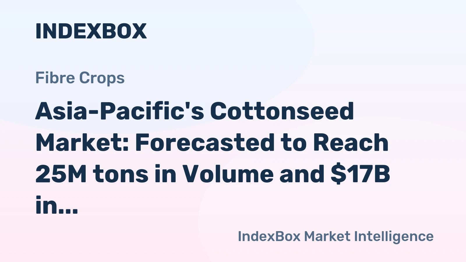 Asia-Pacific's Cottonseed Market: Forecasted to Reach 25M tons in Volume and $17B in Value by 2035