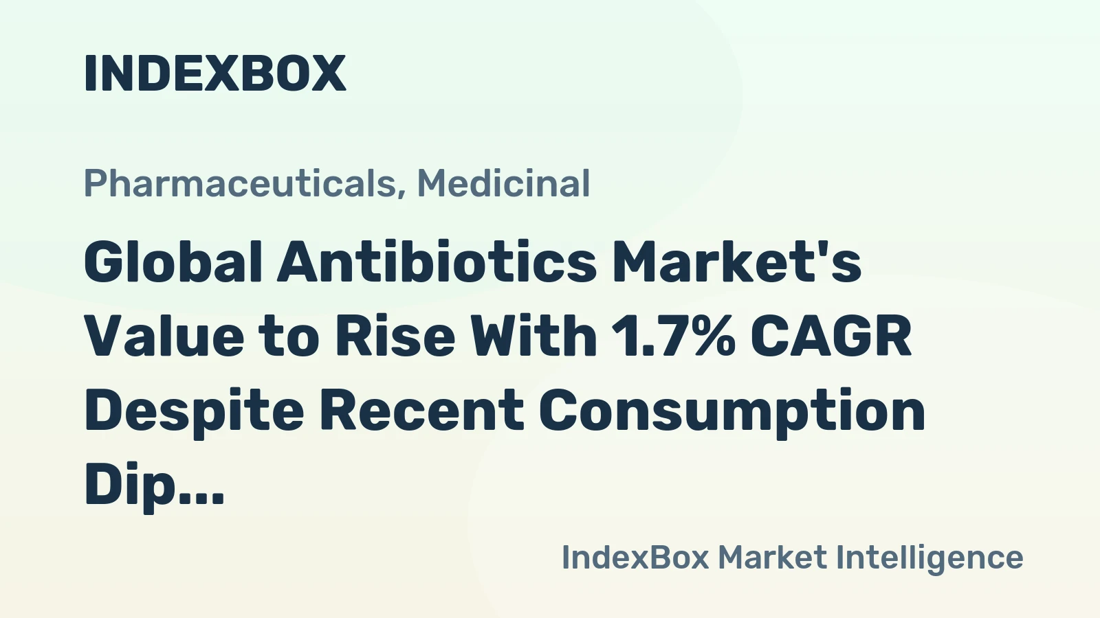 Global Antibiotics Market's Value to Rise With 1.7% CAGR Despite Recent Consumption Dip