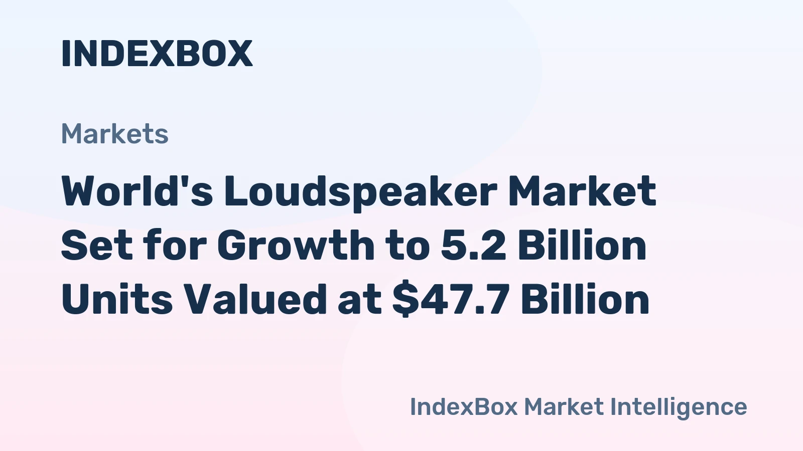 World's Loudspeaker Market Set for Growth to 5.2 Billion Units Valued at $47.7 Billion