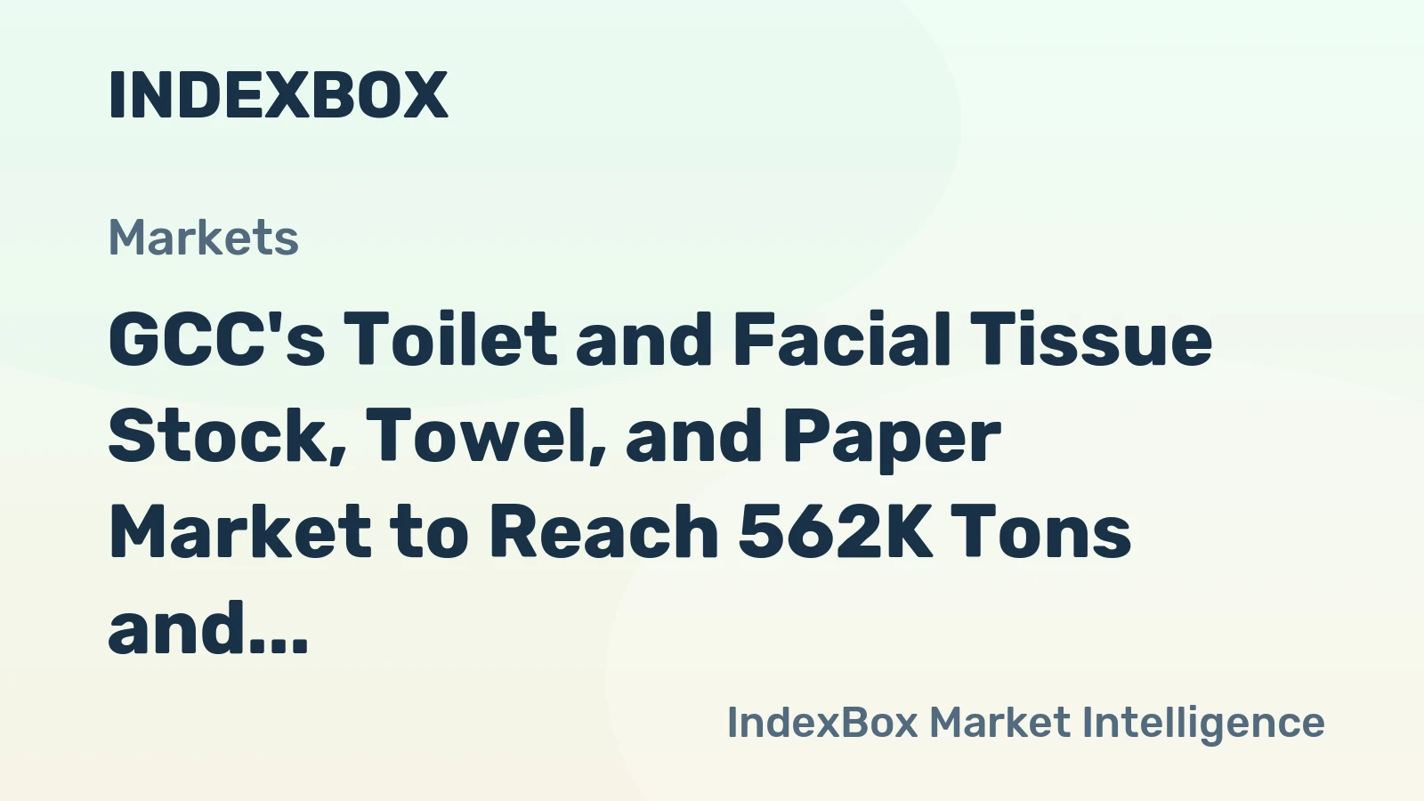 GCC's Toilet and Facial Tissue Stock, Towel, and Paper Market to Reach 562K Tons and $987M by 2035