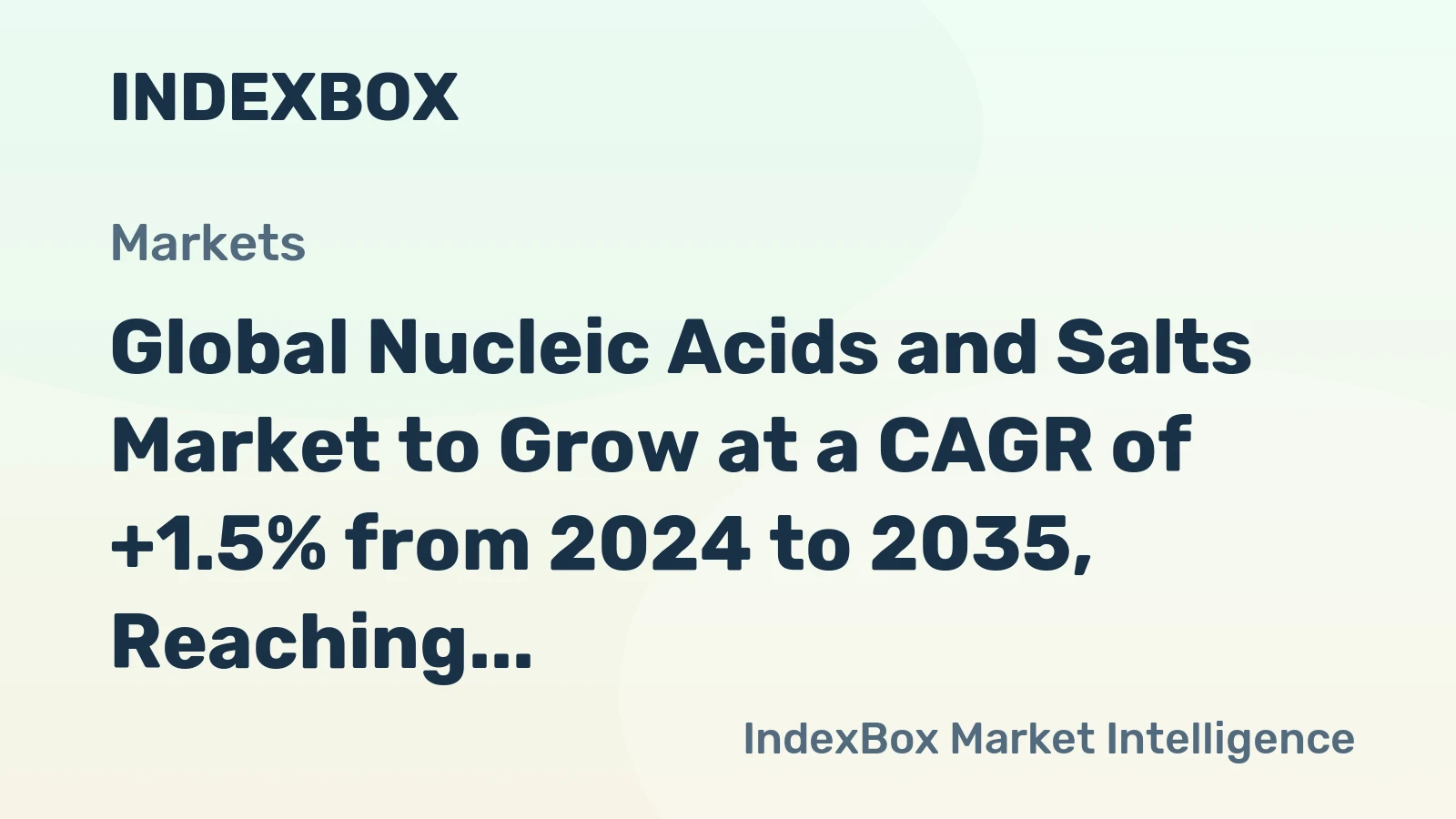 Global Nucleic Acids and Salts Market to Grow at a CAGR of +1.5% from 2024 to 2035, Reaching 1.6M Tons