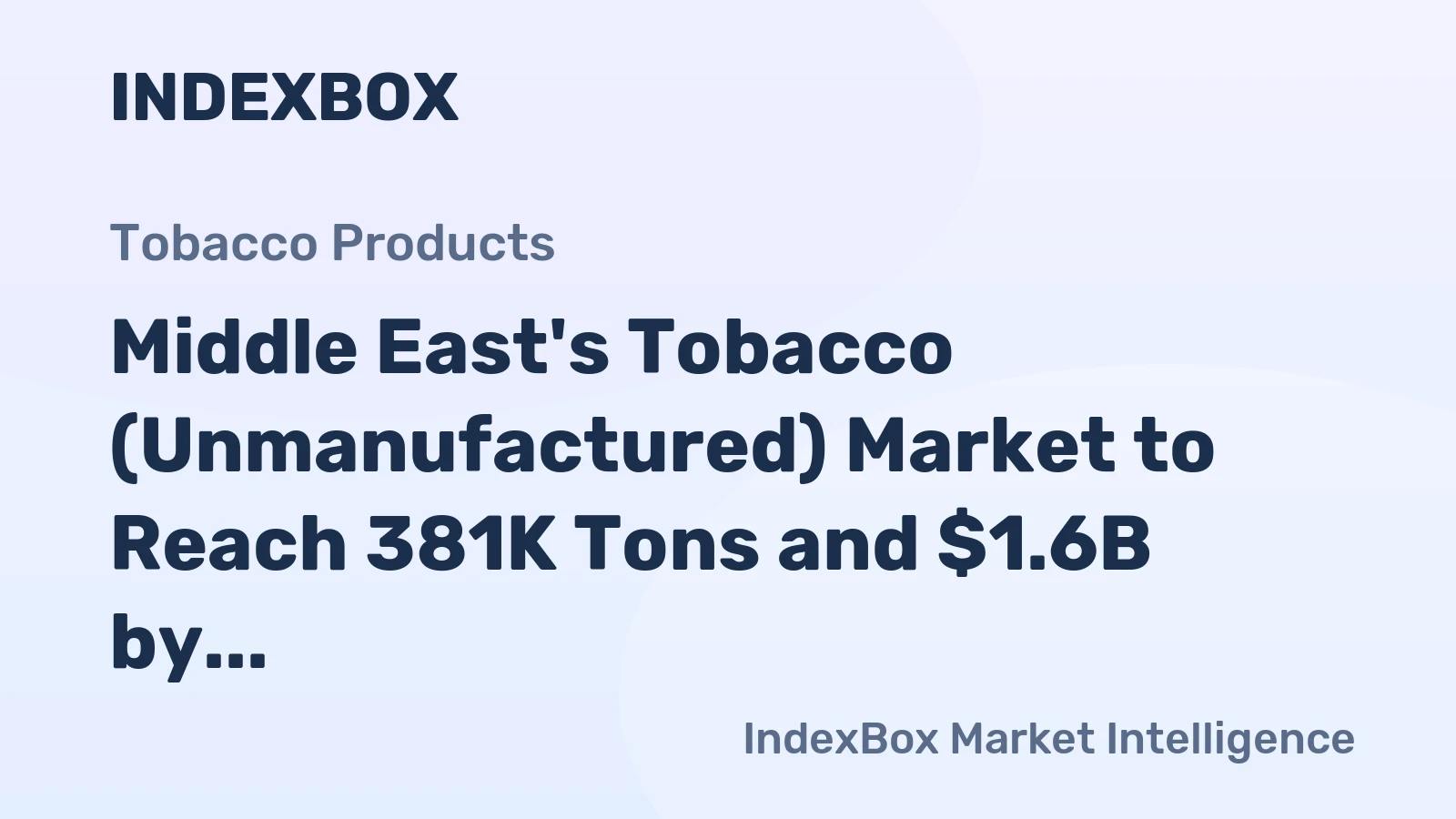 Middle East's Tobacco (Unmanufactured) Market to Reach 381K Tons and $1.6B by 2035