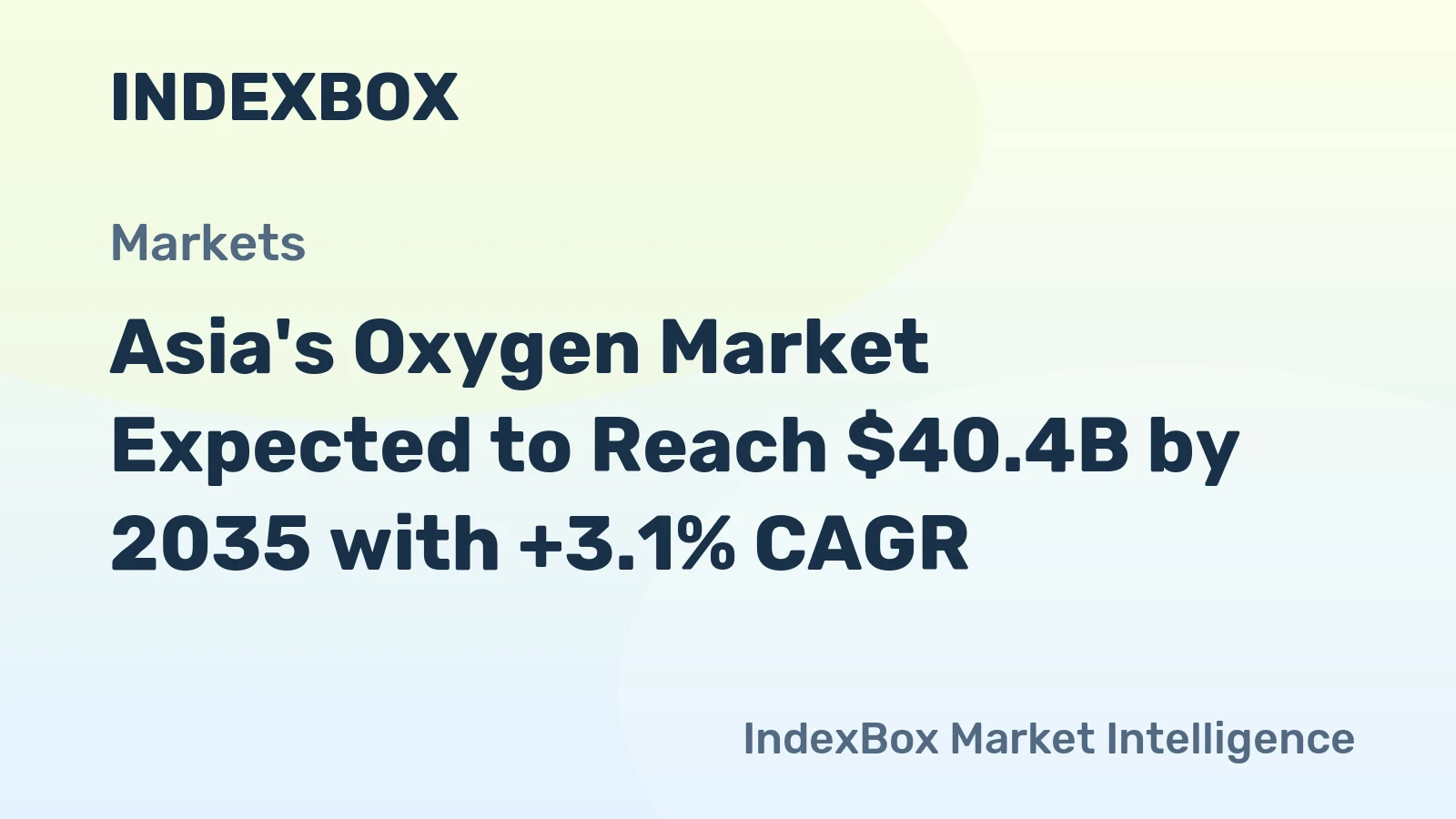 Asia's Oxygen Market Expected to Reach $40.4B by 2035 with +3.1% CAGR