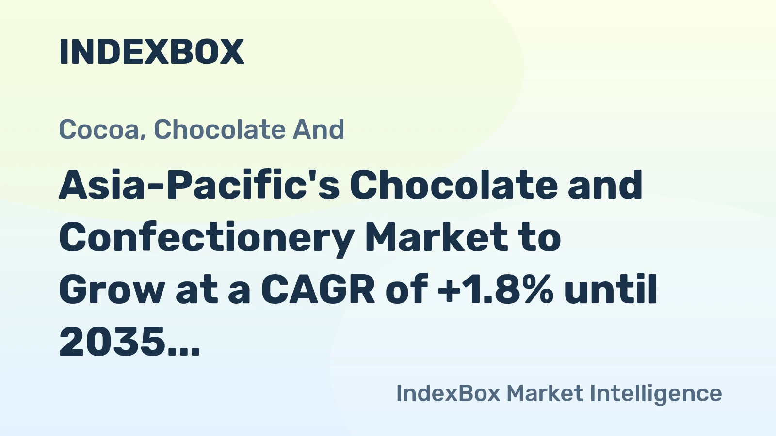 Asia-Pacific's Chocolate and Confectionery Market to Grow at a CAGR of +1.8% until 2035