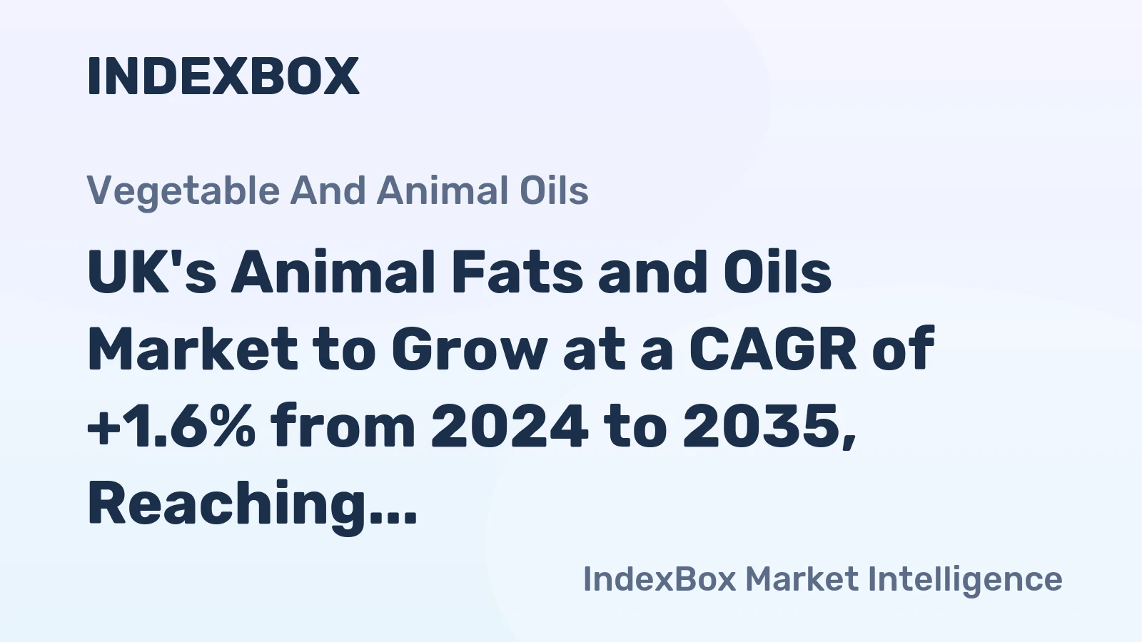 UK's Animal Fats and Oils Market to Grow at a CAGR of +1.6% from 2024 to 2035, Reaching $132M by the End of 2035