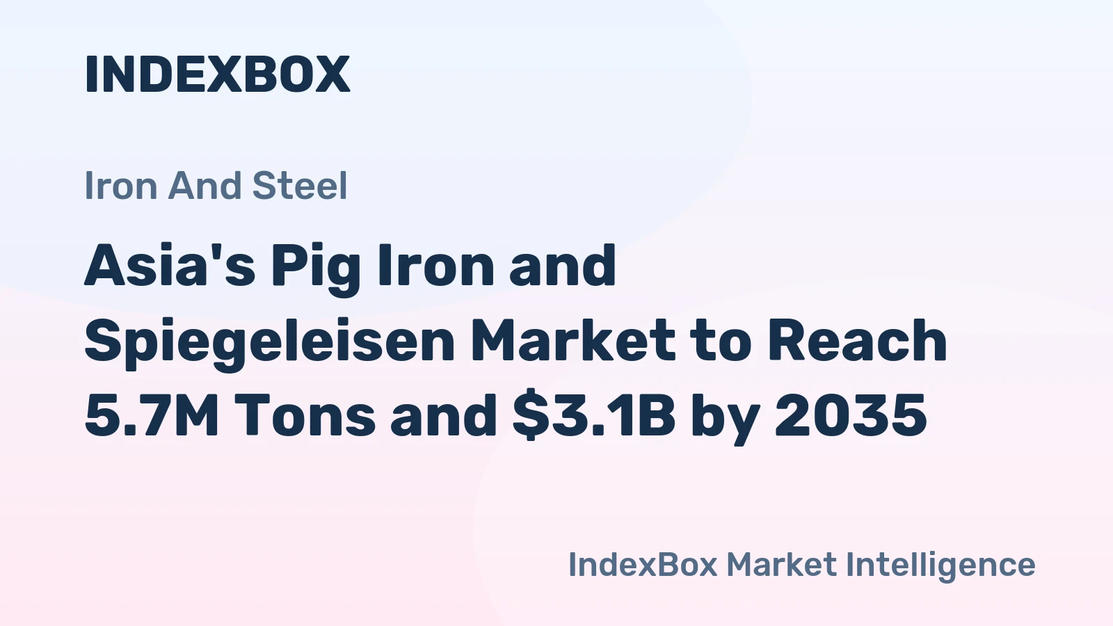 Asia's Pig Iron and Spiegeleisen Market to Reach 5.7M Tons and $3.1B by 2035