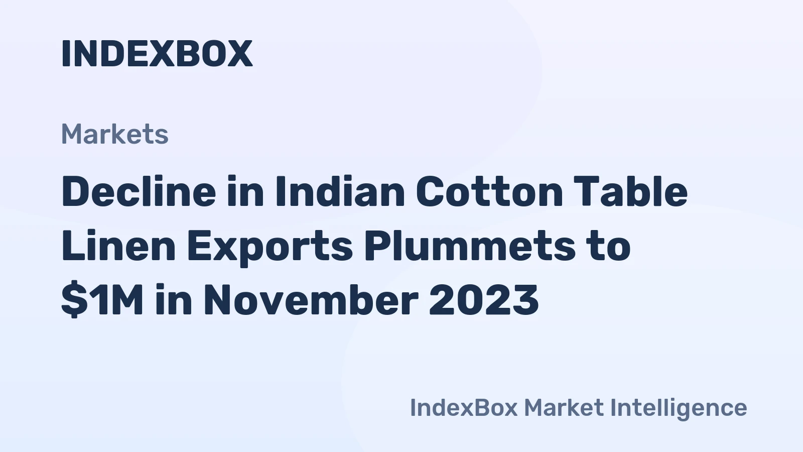 Decline in Indian Cotton Table Linen Exports Plummets to $1M in November 2023