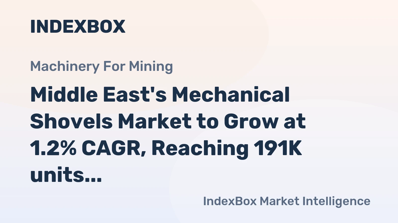 Middle East's Mechanical Shovels Market to Grow at 1.2% CAGR, Reaching 191K units by 2035
