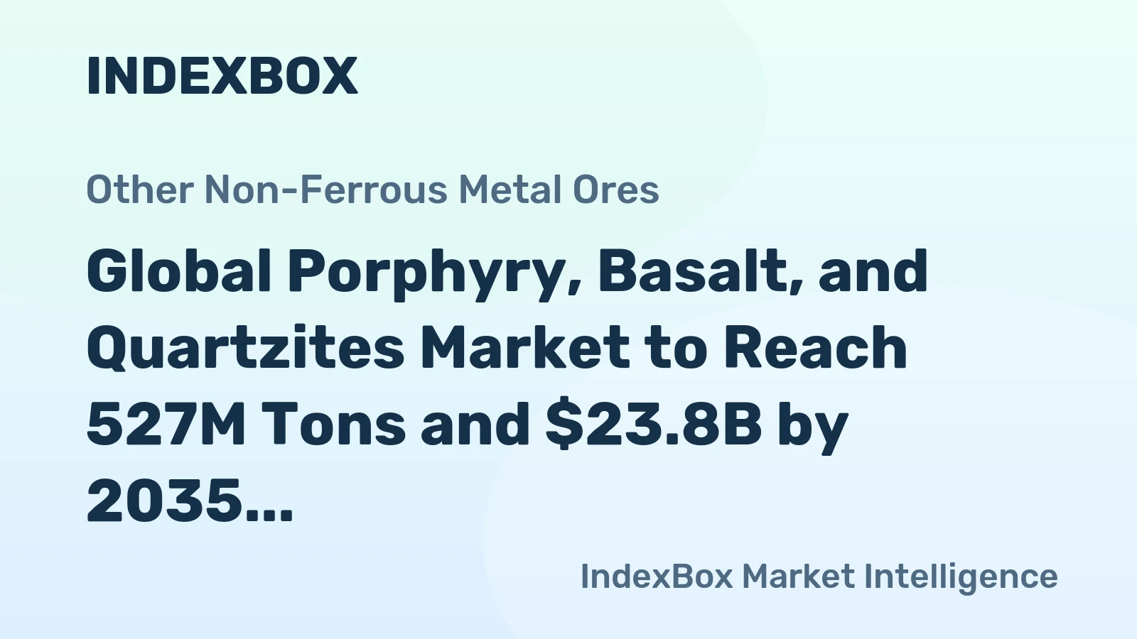 Global Porphyry, Basalt, and Quartzites Market to Reach 527M Tons and $23.8B by 2035, Driven by Increasing Demand Worldwide