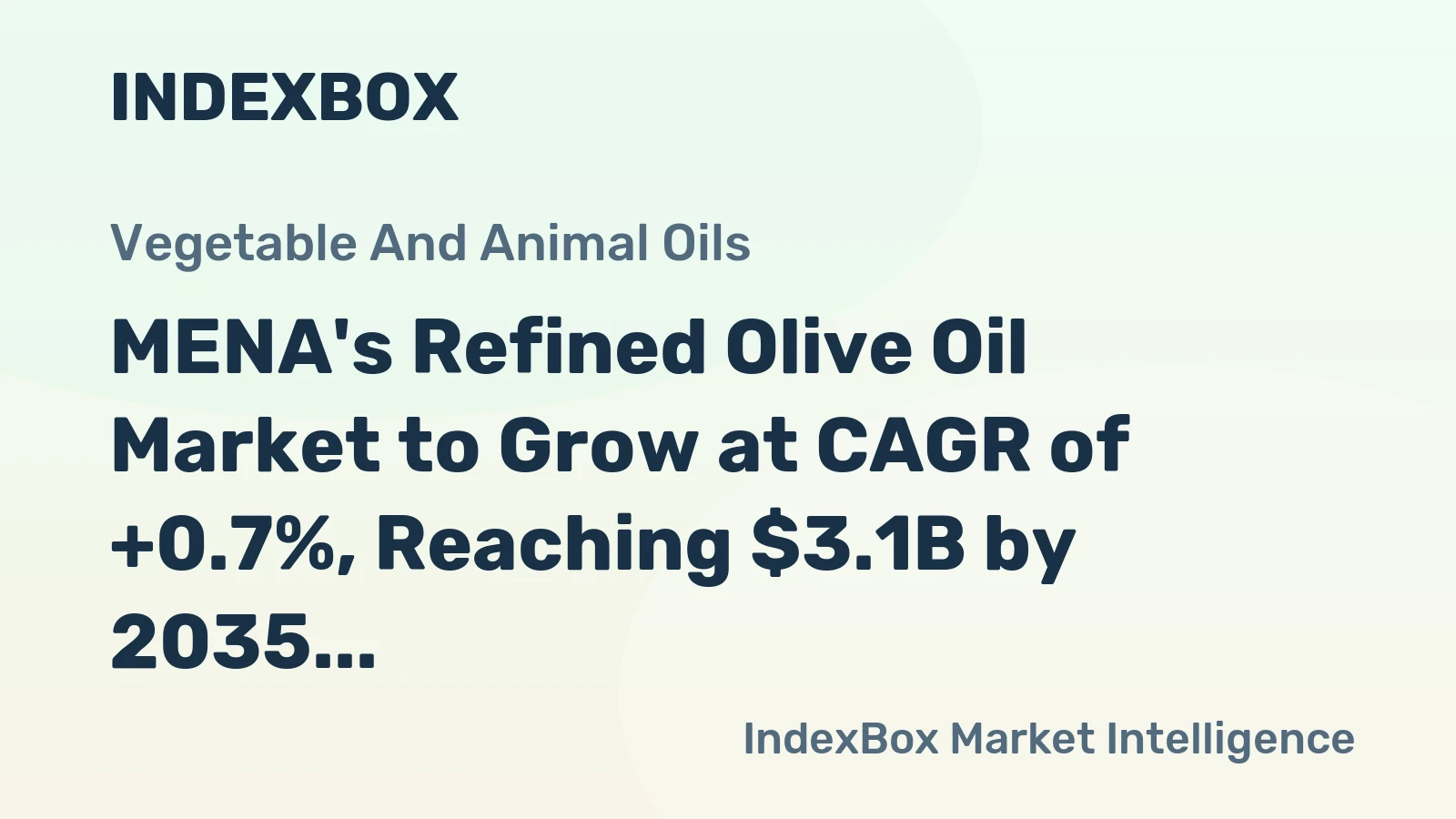 MENA's Refined Olive Oil Market to Grow at CAGR of +0.7%, Reaching $3.1B by 2035