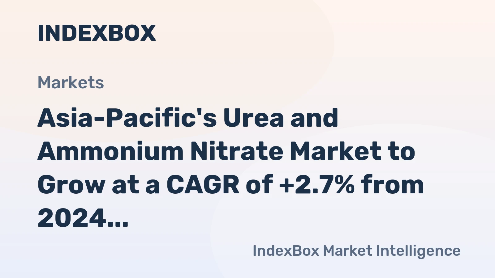 Asia-Pacific's Urea and Ammonium Nitrate Market to Grow at a CAGR of +2.7% from 2024 to 2035