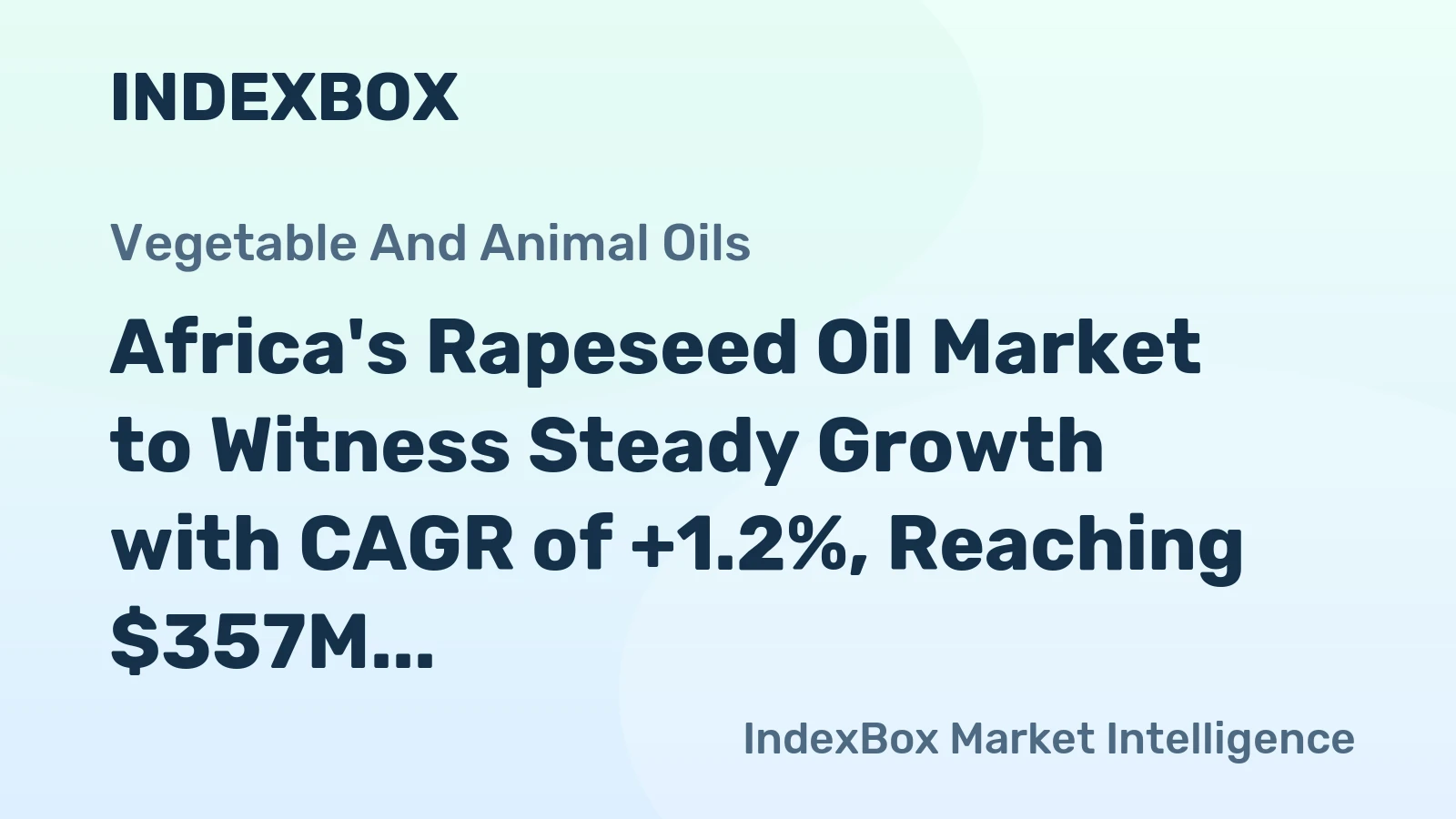 Africa's Rapeseed Oil Market to Witness Steady Growth with CAGR of +1.2%, Reaching $357M by 2035