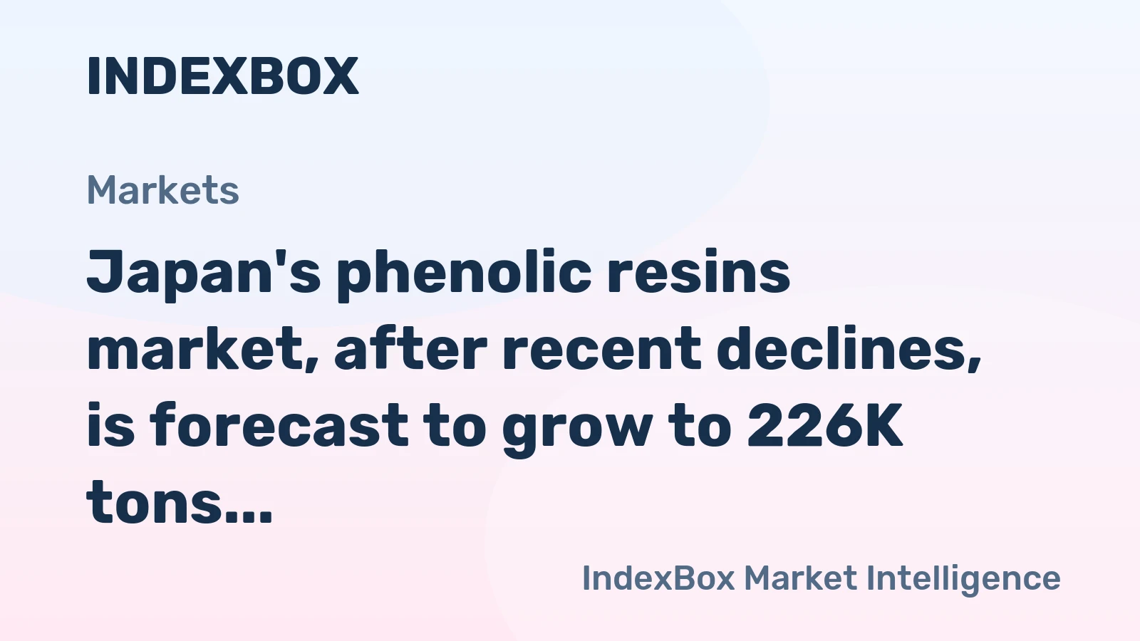 Japan's phenolic resins market, after recent declines, is forecast to grow to 226K tons in volume and $1.3B in value by 2035.