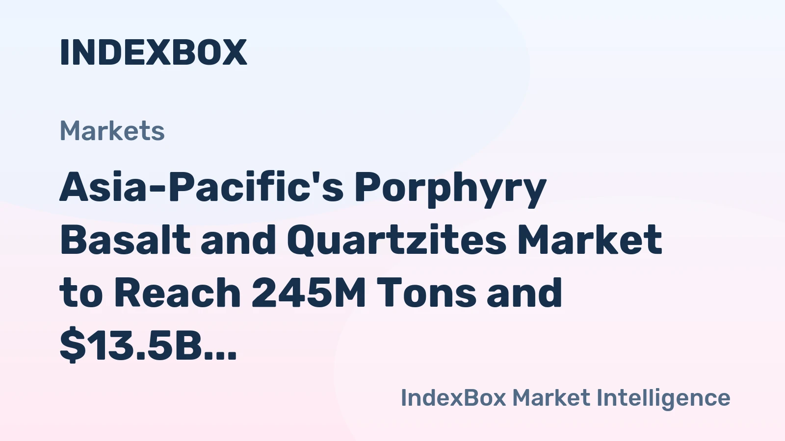 Asia-Pacific's Porphyry Basalt and Quartzites Market to Reach 245M Tons and $13.5B by 2035