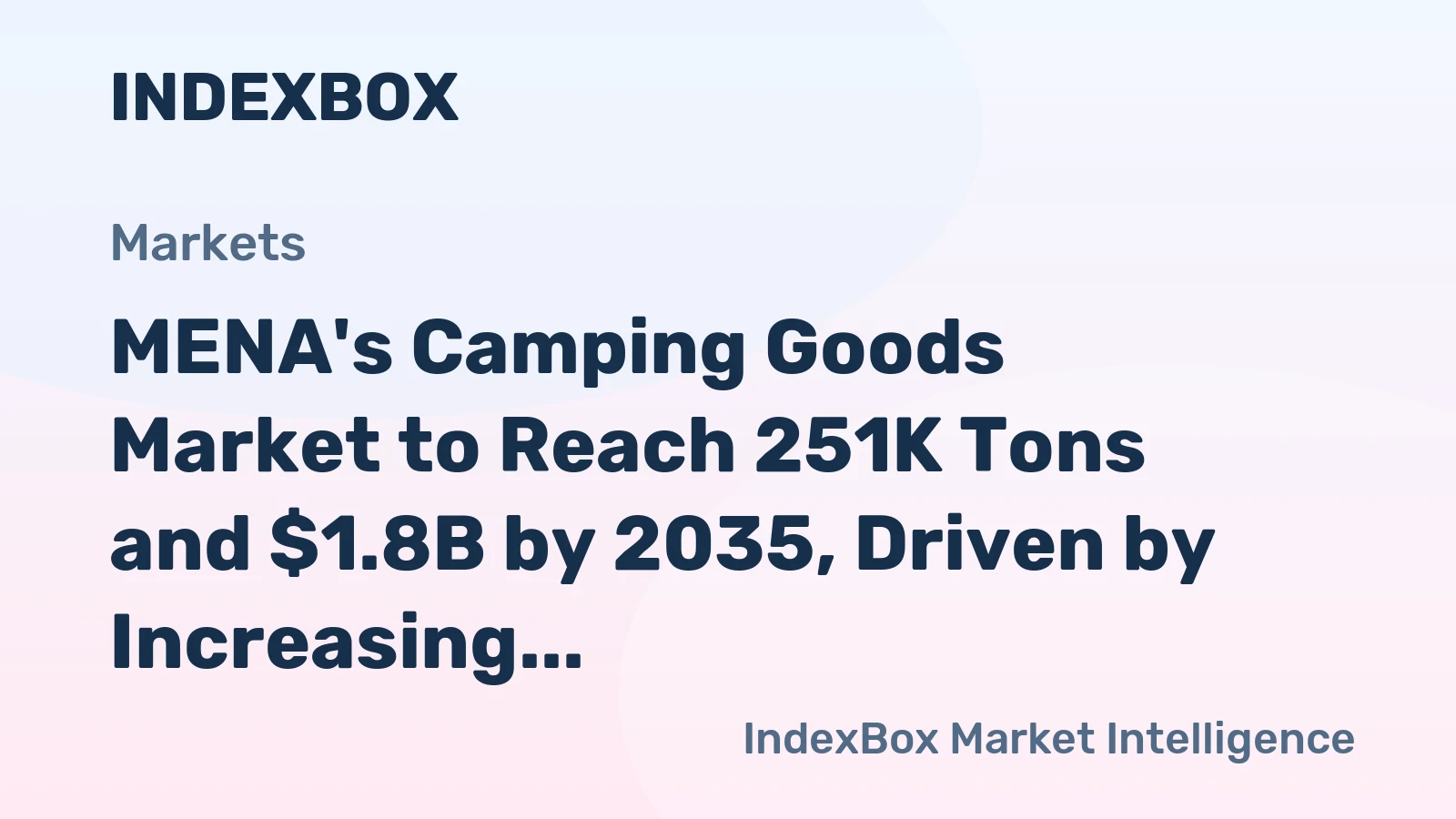 MENA's Camping Goods Market to Reach 251K Tons and $1.8B by 2035, Driven by Increasing Demand