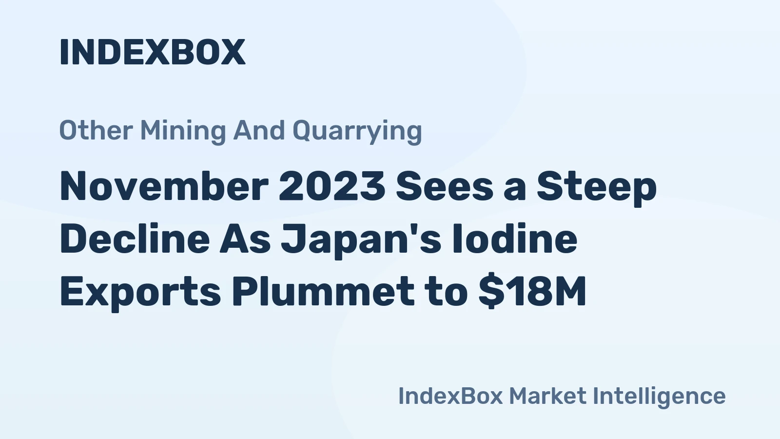 November 2023 Sees a Steep Decline As Japan's Iodine Exports Plummet to $18M