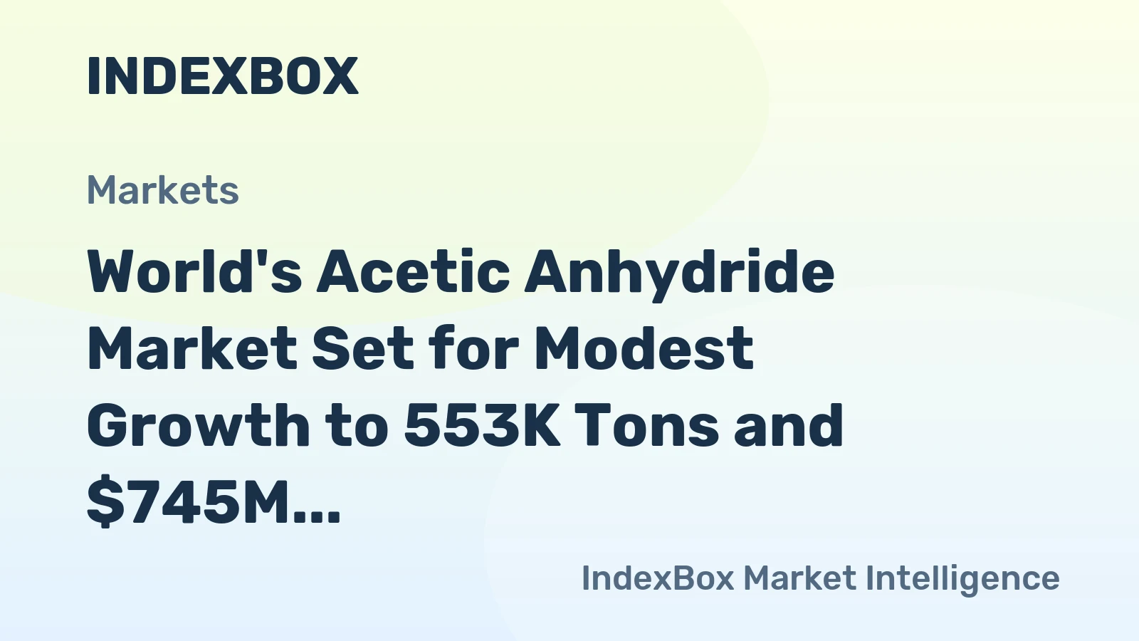 World's Acetic Anhydride Market Set for Modest Growth to 553K Tons and $745M by 2035