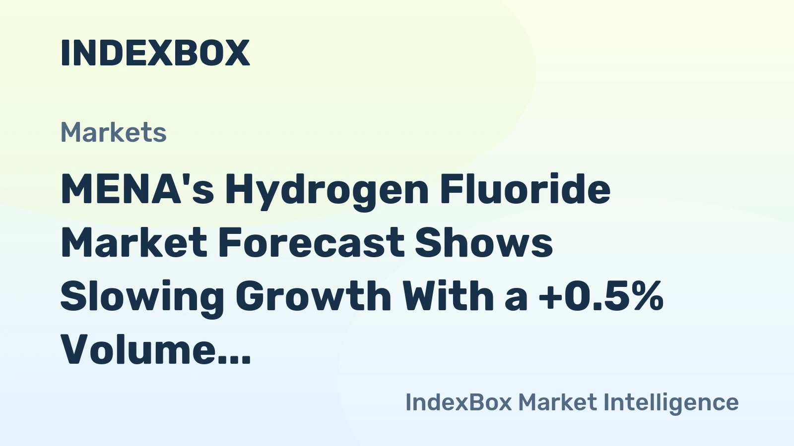 MENA's Hydrogen Fluoride Market Forecast Shows Slowing Growth With a +0.5% Volume CAGR Through 2035