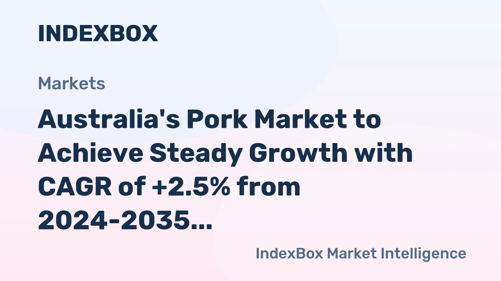 Australia's Pork Market to Achieve Steady Growth with CAGR of +2.5% from 2024-2035