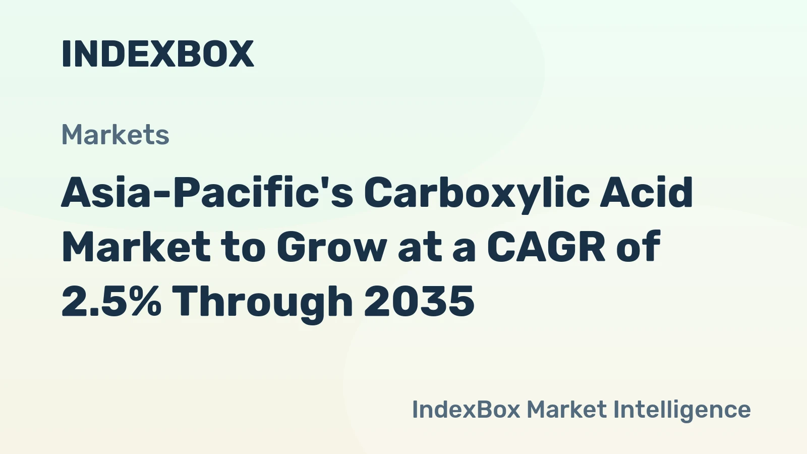Asia-Pacific's Carboxylic Acid Market to Grow at a CAGR of 2.5% Through 2035