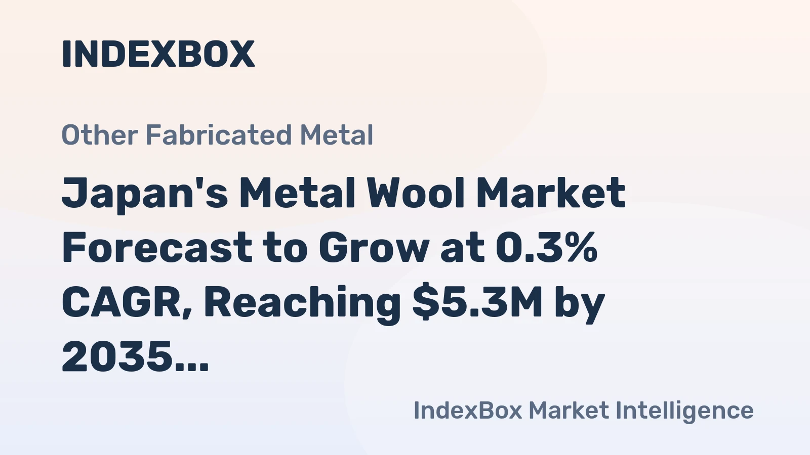 Japan's Metal Wool Market Forecast to Grow at 0.3% CAGR, Reaching $5.3M by 2035 on Rising Demand