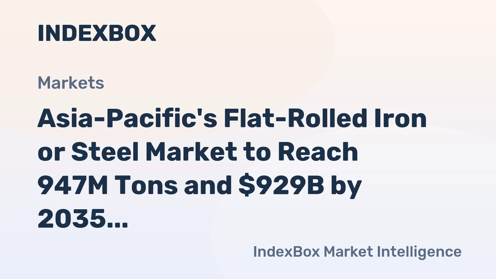 Asia-Pacific's Flat-Rolled Iron or Steel Market to Reach 947M Tons and $929B by 2035