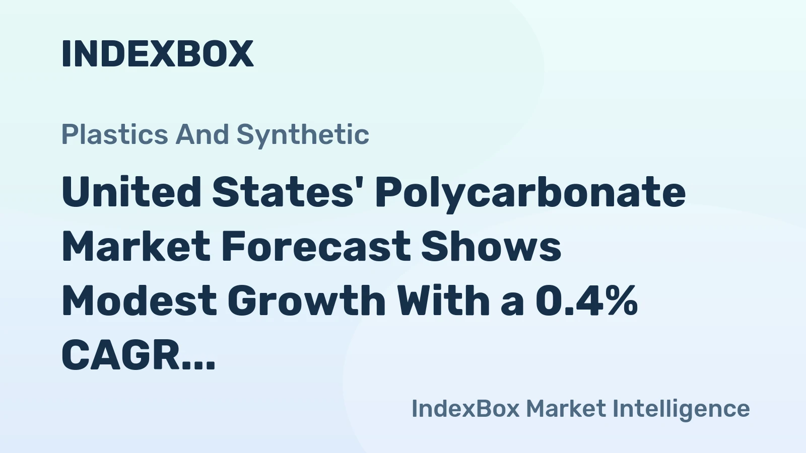 United States' Polycarbonate Market Forecast Shows Modest Growth With a 0.4% CAGR Through 2035