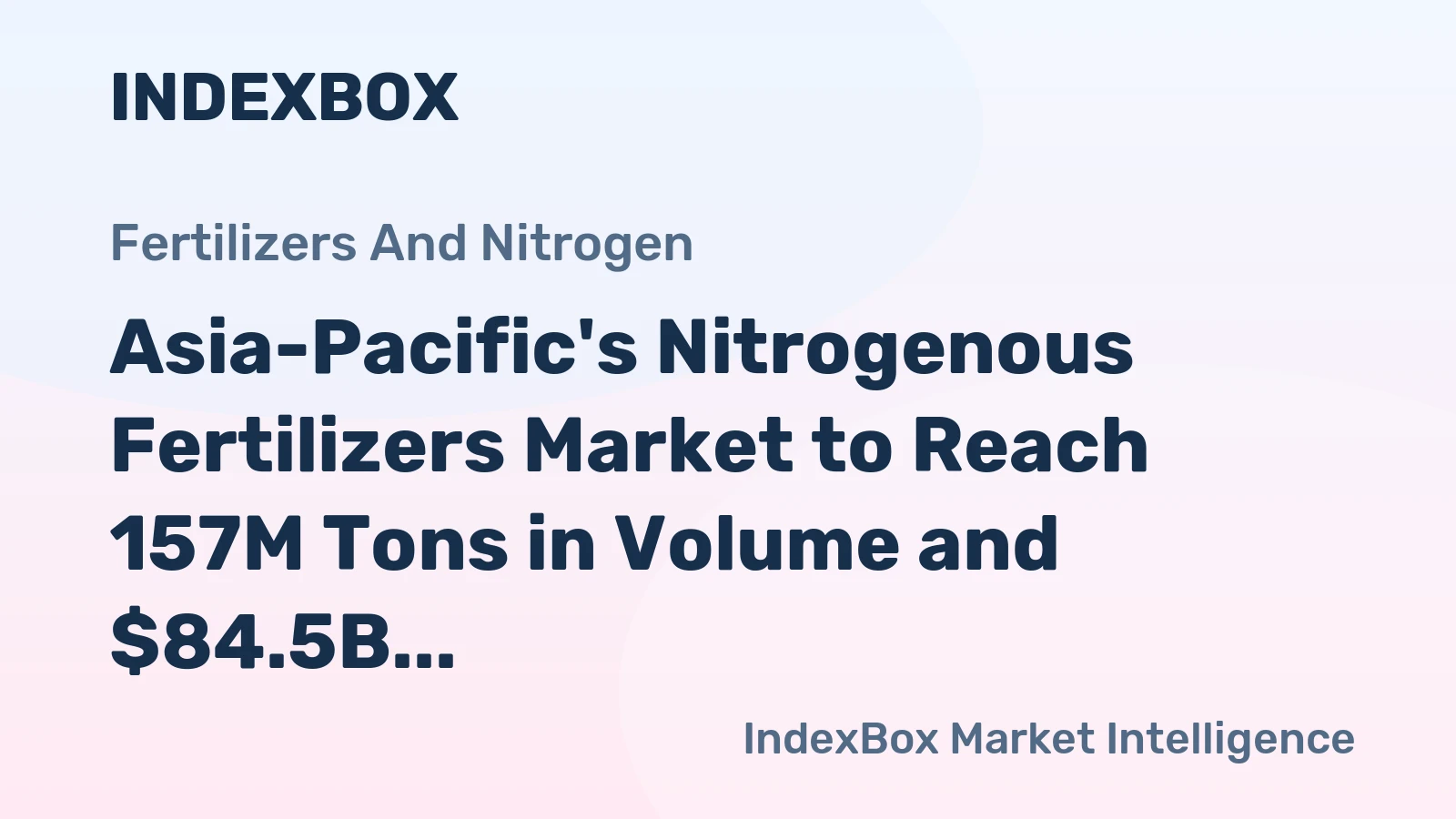 Asia-Pacific's Nitrogenous Fertilizers Market to Reach 157M Tons in Volume and $84.5B in Value by 2035