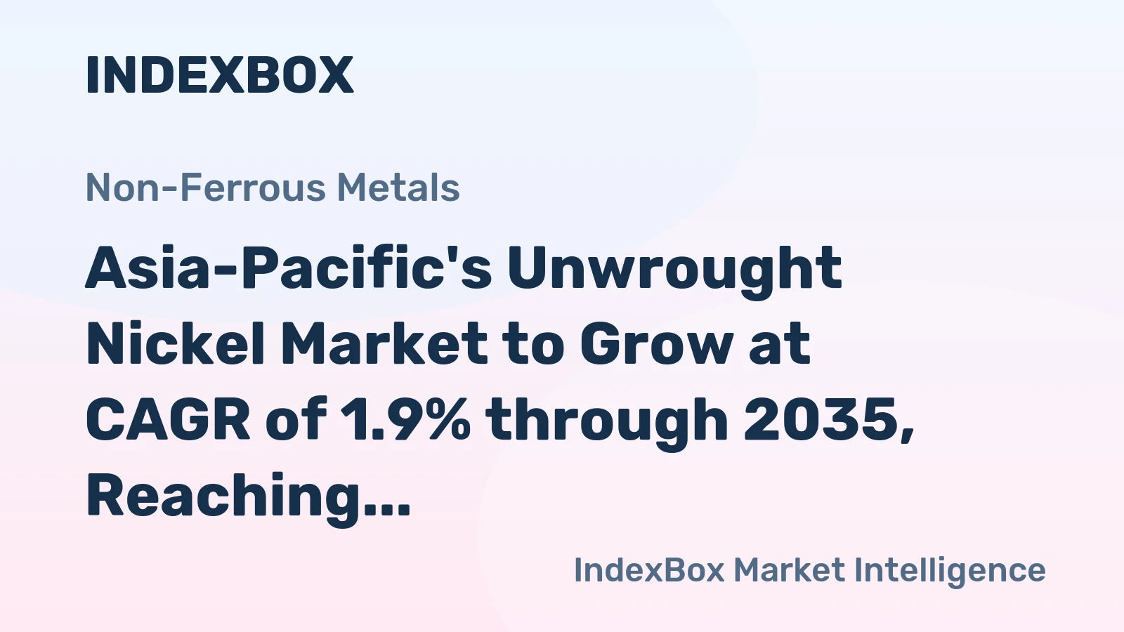 Asia-Pacific's Unwrought Nickel Market to Grow at CAGR of 1.9% through 2035, Reaching $57.7B in Value