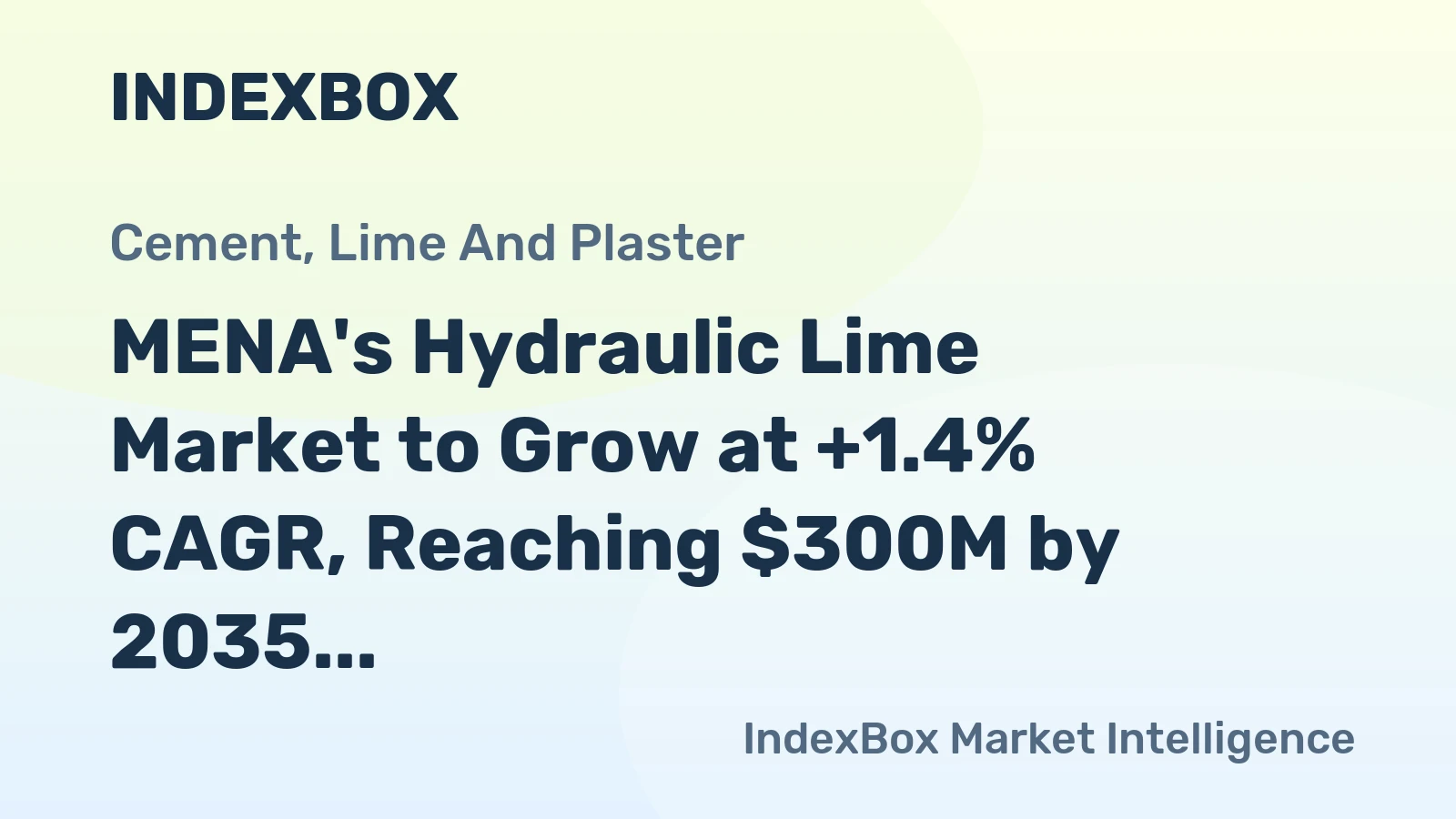 MENA's Hydraulic Lime Market to Grow at +1.4% CAGR, Reaching $300M by 2035