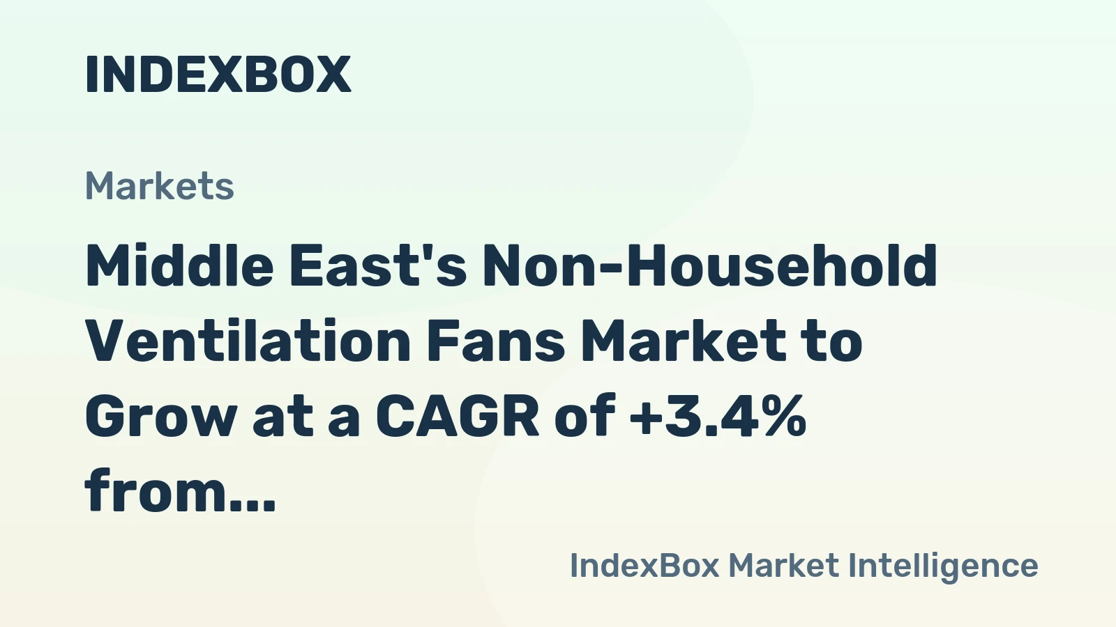 Middle East's Non-Household Ventilation Fans Market to Grow at a CAGR of +3.4% from 2024-2035, Reaching $1.3B by 2035