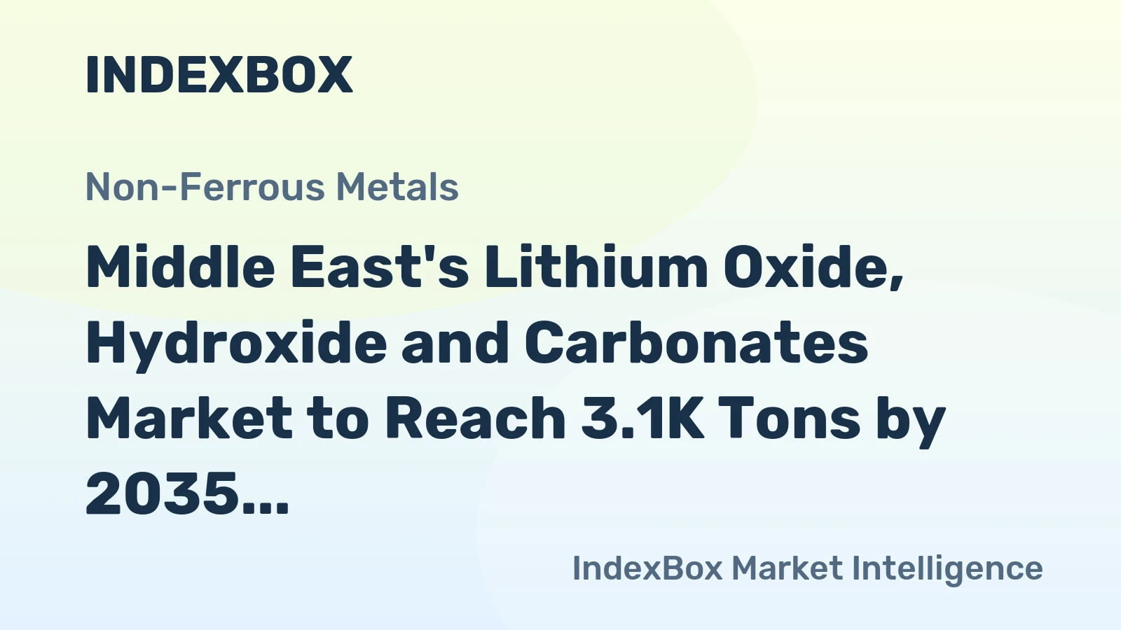 Middle East's Lithium Oxide, Hydroxide and Carbonates Market to Reach 3.1K Tons by 2035, Valued at $57M