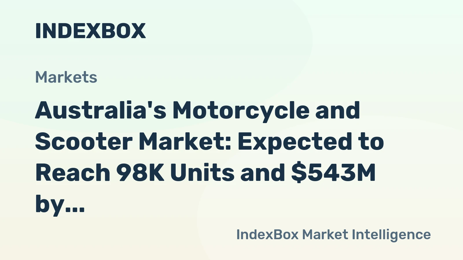 Australia's Motorcycle and Scooter Market: Expected to Reach 98K Units and $543M by 2035