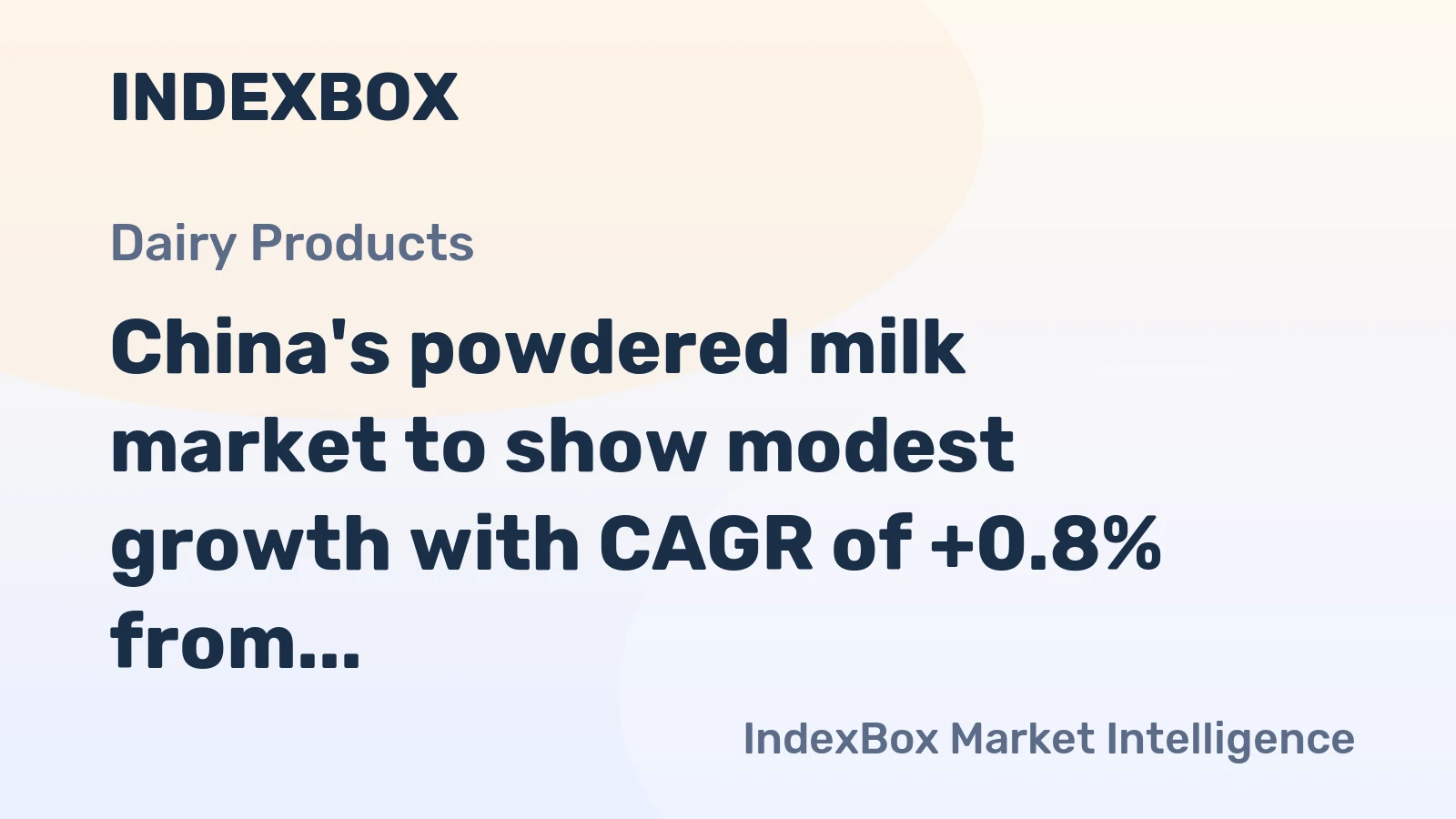 China's powdered milk market to show modest growth with CAGR of +0.8% from 2024 to 2035