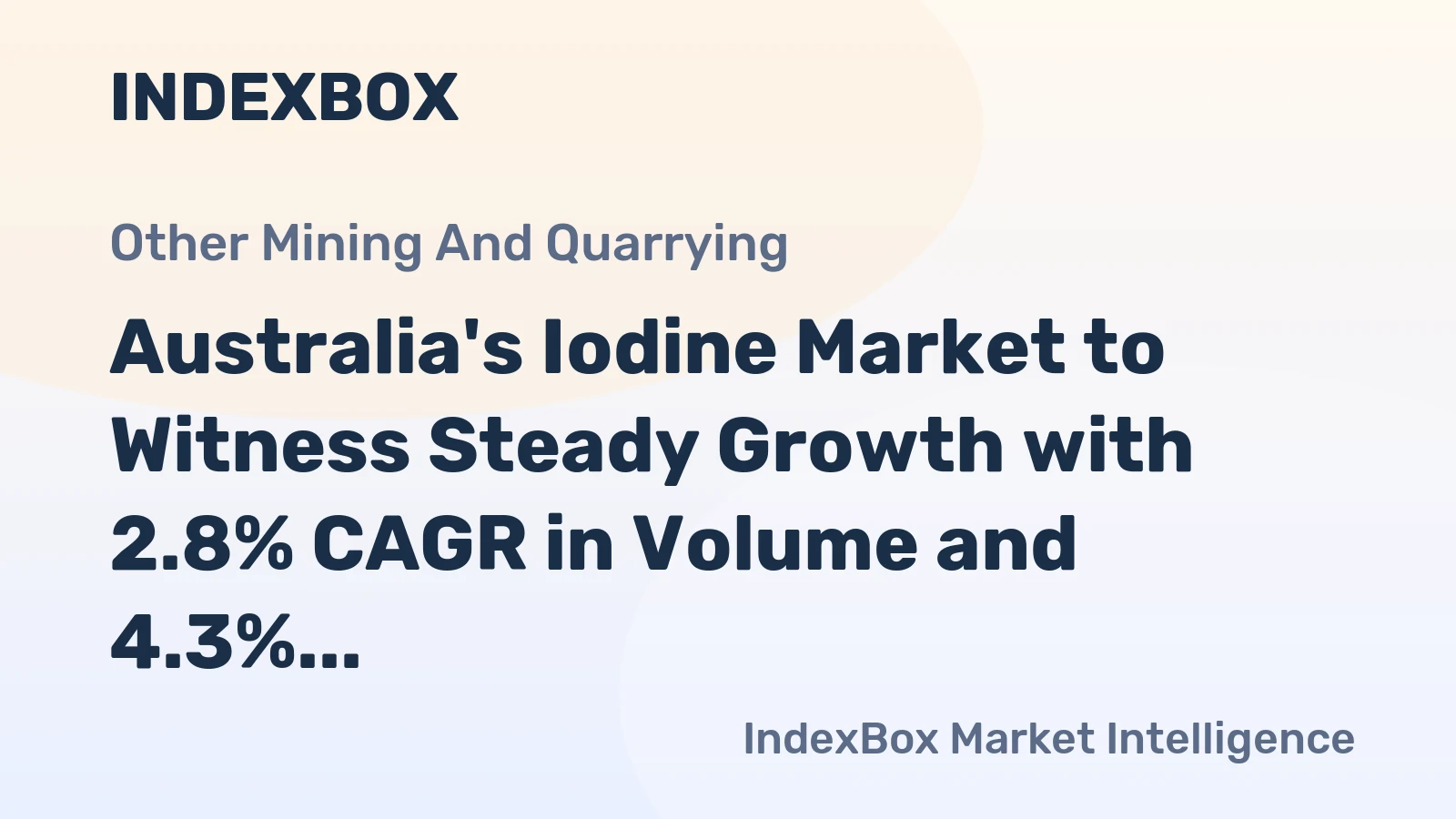 Australia's Iodine Market to Witness Steady Growth with 2.8% CAGR in Volume and 4.3% CAGR in Value by 2035